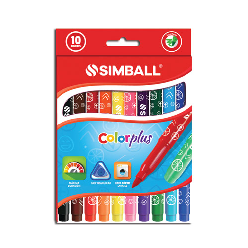 MARCADORES SIMBALL COLOR PLUS X 10 COLORES - Distribuidora Dique