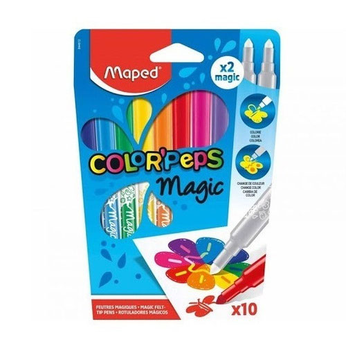 MARCADORES MAPED COLORPEPS MAGIC X 10 COLORES - Distribuidora Dique